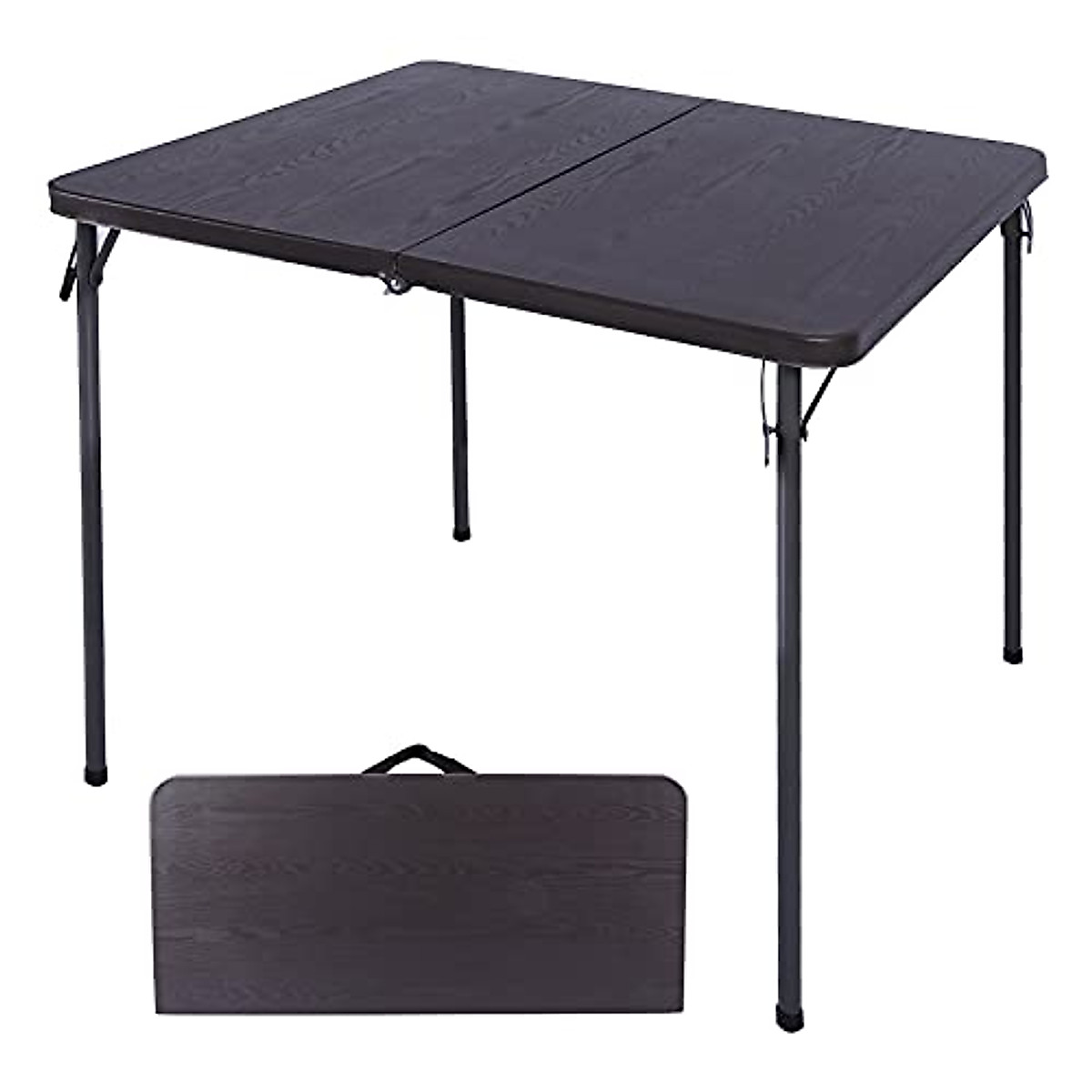 Lineslife Square Folding Card Table Portable with Collapsible Legs, 34'' Fold in Half Small Card Table for Outdoor Indoor, Lightweight Compact for Camping Dining Party, Brown
