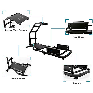Anman G25 Racing Simulator cockpit with Black Gaming Seat Fit for Logitech G27 G29 G920 G923,Thrustmaster T500RS T300RS race car seat, NOT Include Wheel Shifter Pedal