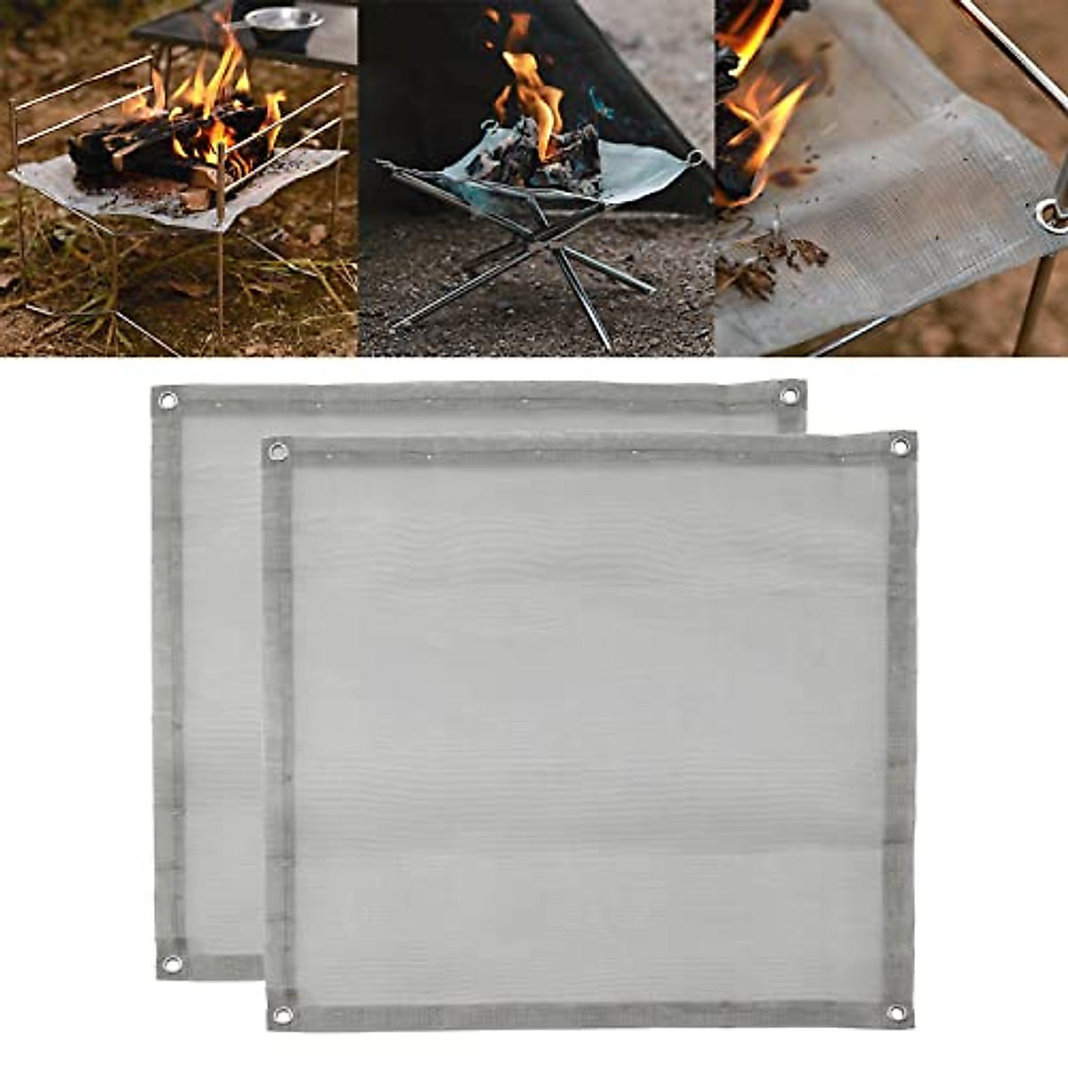Colaxi Portable Fire, Camping Stainless Steel Outdoor Fireplace, Collapsing Steel Mesh Fireplace Foldable Outdoor Fire Patio Camping, Backyard Garden, 42x42x0.2cm