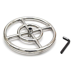 MENSI 12" Stainless Steel Double Fire Ring Burner for Gas Fire Pit 92,000 BTU