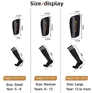 Soccer Shin Guards, Youth Shin Guards with Soccer Socks for Girls and Boys, Kids Calf Protection Gear 2 Pair (Medium)