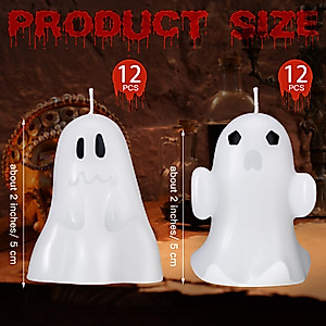 24 Pcs Halloween Ghost Candle Novelty Votive Ghost Candles Cute Goth Candle Gifts Mini Gothic Skull Candles Halloween Spooky Weird Candles for Birthday Halloween