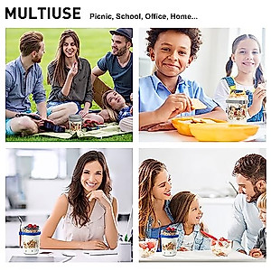 2 Pack Overnight Oats Containers with Lids and Spoons, 12 oz Glass Mason Overnight Oats Jars, Airtight Oatmeal Container with Measurement Marks for Yogurt Milk Cereal Vegetable and Fruit Salad