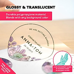 Clear Sticker Paper for Laser Printer - (20 Sheets), 8.5 x 11" Letter Size, Glossy Vinyl Sticker Paper - Perfect for Crafting and Vibrant Designs