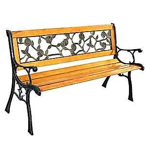 TYNB TYNB Garden Bench,Park Benches for Outside,Patio Porch Chair,Hardwood Patio Furniture Bench Deck Work Entryway Yard Lawn,Bronze & Natural, GB-W512, 49.5x 20.5 x 29 inch