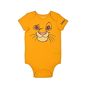Disney Lion King Boys’ Simba Costume Bodysuit and Hat Set for Newborn and Infant – Yellow/Brown/White