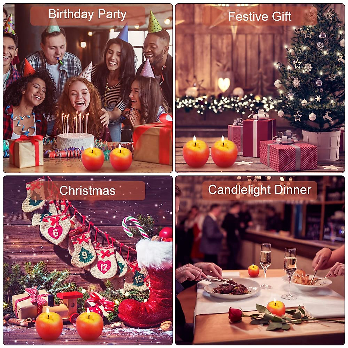 AOMIG Apple Candle, 2 Pack Creative Apple Shaped Christmas Candle Gifts for Women, 3D Apple Shape Party Candle for Christmas Birthday Party Mother Gifts(S)