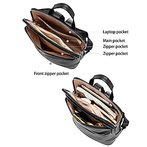 BOSTANTEN Genuine Leather Laptop Backpack Purse for Women Backpack Travel Bag Black