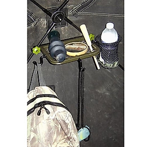 HME Durable Convenient Easy-to-Attach Hunting Ground Blind Accessory Shelf (8 Inches) with Drink Holder & Accessory Hooks