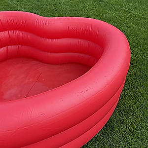 Ban.do Red Heart-Shaped Inflatable Swimming Pool, Large Blow Up Pool Fits 2-3 Adults, Red Heart