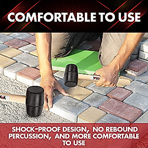 YIYITOOLS YY-2-005 Rubber Mallet Hammer With Wood Handle–8-oz, black