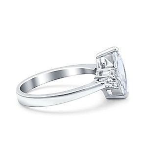 Blue Apple Co. Simulated Cubic Zirconia Size-5 Vintage Art Deco Marquise Wedding Engagement Bridal Ring CZ 925 Sterling Silver