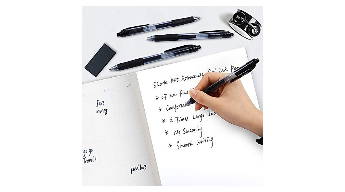 Black Gel Pens 46 Pack (20 Pens + 26 Refills) - Smooth Writing