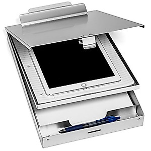 Blue Summit Supplies Aluminum Dual Storage Clipboard, 2 Compartments, Large Heavy Duty Clip for Letter Paper, Great for Office, Jobsite or Classroom