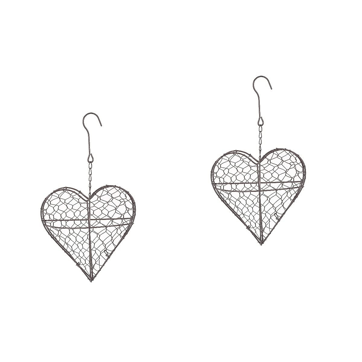 Angoily 2pcs Hanging Planter Heart Shaped Flower Basket Vintage Succulent Pot Outdoor Bonsai Holder for Balcony Garden Wedding (Brown)