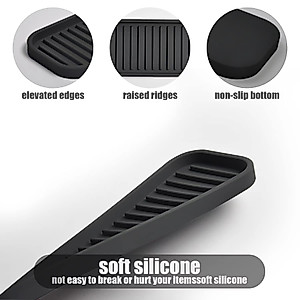 Silicone Sponge Holder Kitchen Sink Organizer Tray Dish Caddy Soap Dispenser, Scrubber Spoon Holder, Dishwashing Accessories (Black, 2 Pack)