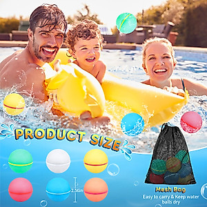 Reusable Water Balloons Refillable Water Bomb, Soft Silicone Water Balls with Mesh Bag, Quick Fill & Self-Sealing Water Balloons for Water Fight Games, Outdoor Water Toys for Kids Adults,8pcs