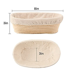 DOYOLLA Bread Proofing Baskets Set of 2 10 inch Oval Shaped Dough Proofing Bowls w/Liners Perfect for Professional & Home Sourdough Bread Baking