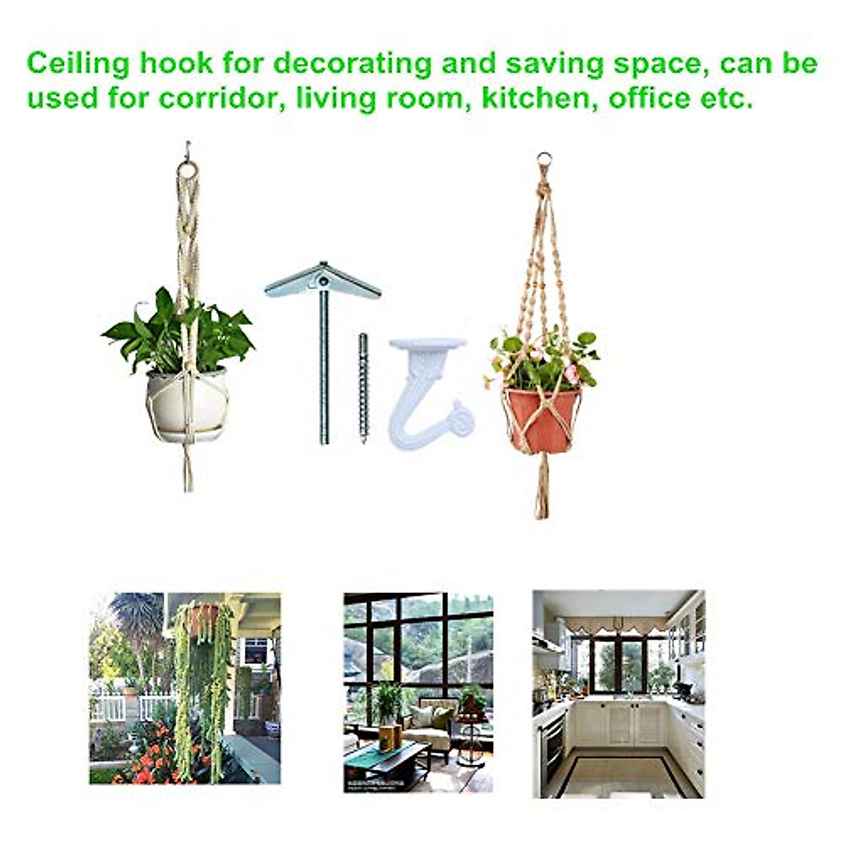LifeUnite 8 Sets Ceiling Hooks for Hanging Plants, White Heavy Duty Swag Hook with Hardware