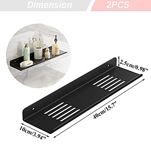 Over Sink Shelf Wall Mounted for Bathroom Mirror Behind Faucet Floating Tray Narrow Counter Organizer Shelf Self Adhesive Shower Shelves for Bathroom, Laundry Room, Kitchen, Farmhouse, RV, 15.7"x2