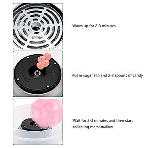 Cotton Candy Machine 400W Portable Cotton Candy Maker With Large Splash Proof Cricle, Homemade Countertop Candy Floss Maker for Kids Birthday Party Gift Christmas (Blue)