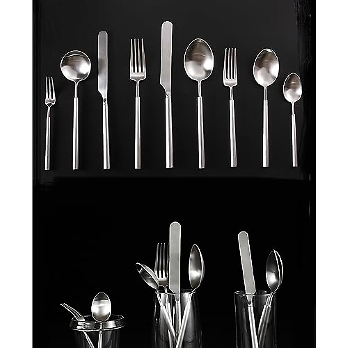 Unique Silverware Set 8/10 Stainless Steel Flatware Gold Cutlery Tableware Utensil Set Knives Forks Spoons,Mirror Polished Dinnerware Sets for Party Kitchen Small business 24-piece for 6