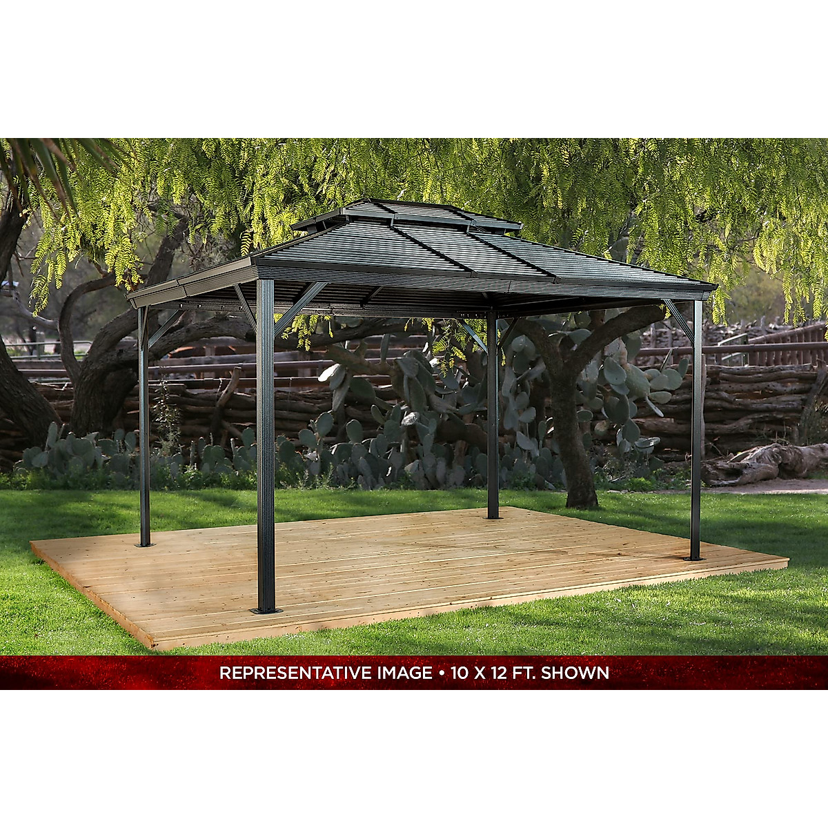 Sojag 10' x 14' Ventura II Hardtop Gazebo Outdoor Weather-Resistant Aluminum Frame Sun Shelter