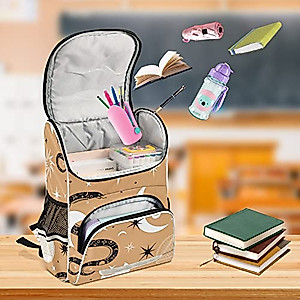 AIXIWAWA School Backpack (Alchemy Snake), Large Capacity Causal Daypack with Bottle Pockets Reflective Strips for Boys Girls Adults 12.2 x 7.87 x 16.14 inches