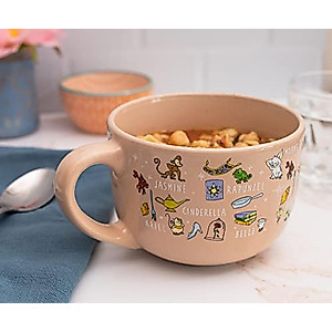 Disney Princess Ceramic Soup Mug with Vented Lid | Bowl For Ice Cream, Cereal, Oatmeal | Large Coffee Cup For Espresso, Caffeine, Beverage | Cute Home & Kitchen Decor Essentials | Holds 24 Ounces