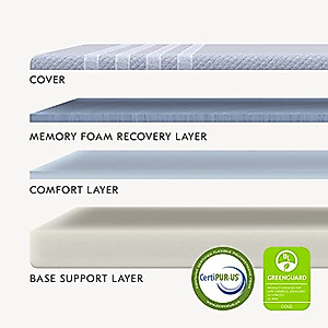 Leesa Studio 10" Mattress, Queen Size, Cooling Memory Foam / CertiPUR-US Certified / 100-Night Trial, Heather-blue