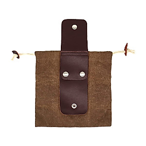 VINGNUT Foraging Bag, Collapsible Foraging Pouch, Outdoor Waxed Canvas Bag ,Leather Bushcraft Belt Bags, Mushroom Collecting Waterproof Pouch for Camping Hiking Traveling
