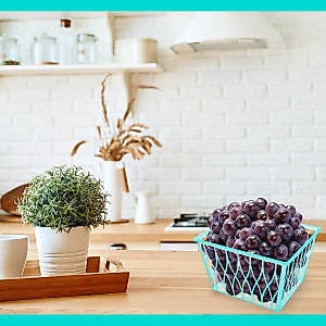 Esamploe 80 Pcs Berry Basket,Fruit Storage Containers for Fridge,Pint Sized Fruit Basket,Portable Plastic Berry Baskets,Cutout Design Berry Baskets for Fridge,Living Room,Farm and Crafts