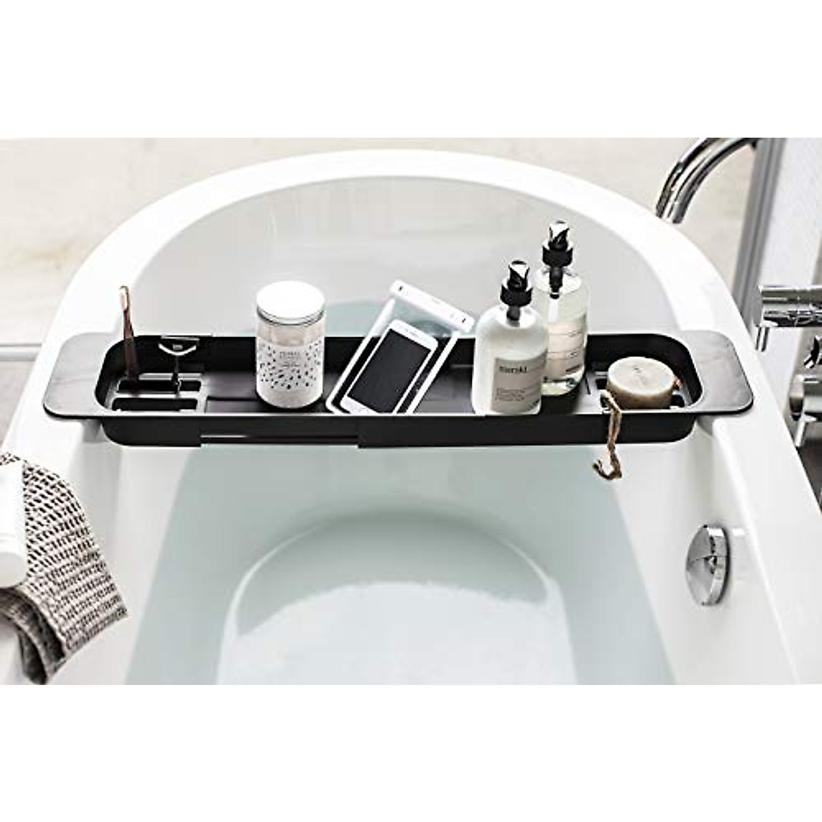 Yamazaki Home Tower Expandable Bathtub Caddy – Bathroom Tray Table Holder