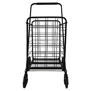 SereneLife Collapsible Utility Cart, Portable Foldable Shopping and Laundry Wagon with Heavy-Duty Easy Glide Wheels and Soft Foam Covered Handle, Transport Jumbo Loads and Heavy Items
