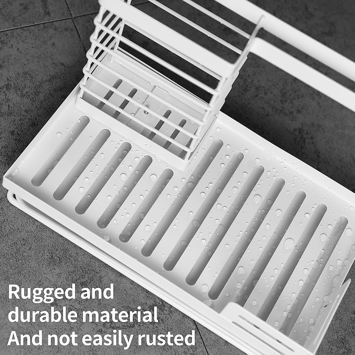 Amlanpin Kitchen Sink Caddy Organizer, Rustproof Non-Slip Soap Dish Dispenser Brush, Sponge Holder for Kitchen Sink, Kitchen Organization and Storage, Home Essentials Accessories