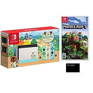 NEW Switch Deluxe Holiday Game Bundle: Animal Crossing-New Horizons Special Edition + Nintendo Switch Minecraft Game Disk and T.F. Card (Renewed)