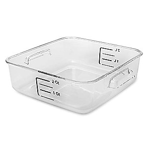Rubbermaid Commercial Products Plastic Space Saving Square Food Storage Container For Kitchen/Sous Vide/Food Prep