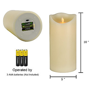 Eldnacele Large LED Candles with 6H Timer Flickering Flame, Battery Operated Electric Candles with Real Wax Warm Light for Christmas Halloween Home Party Decoration 5"X 10"