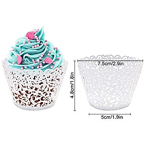 50pcs white Cupcake Wrappers Lace Cupcake Liners Laser Cut Cupcake Papers Cupcake Cups Cases for Wedding/Birthday Party Decoration