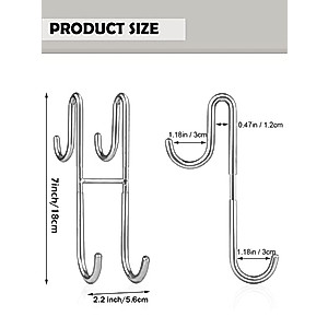 VIEDZMY 7 Inch Shower Door Hooks, 304 Stainless Steel Hanging Double Towel Hooks Shower Towel Holder Clothes Coat Robe Hooks for Bathroom Frameless Glass