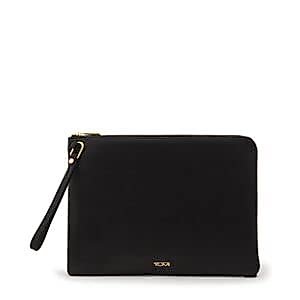 TUMI Voyageur Easton Tech Clutch - Tech Clutch for Women - Women's Clutch Purse for Everyday - Black Leather & Gold Hardware