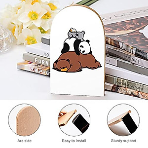 Bear Panda Koala Wood Book Ends for Shelves Non-Skid Bookend Book Stand Book Holder Stopper for Home Office School