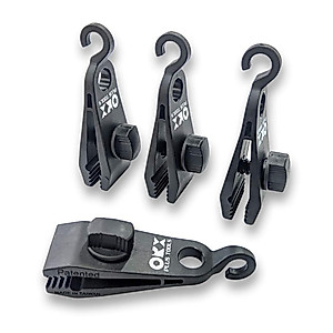 ORXPLUS TOOLS 4pcs Thumb Screw Tarp Clips with Hook Tent Clips Awning Clamp Set Tent Clamps for Camping Canopies, Car Cover, Winter Boat Cover, Pool Cover, Sun Shade