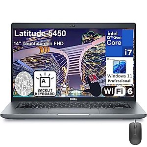 Dell Latitude 14 5450 5000 14" Touchscreen FHD Business Laptop Computer, 13th Gen Intel 10-Core i7-1355U, 4GB DDR5 RAM, 128GB PCIe SSD, WiFi 6, Backlit Keyboard, Fingerprint Reader, Windows 11 Pro