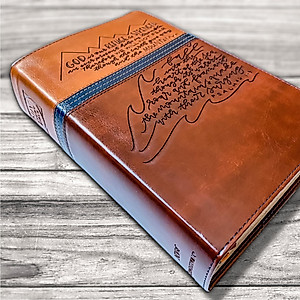 NIV Study Bible, Brown and Blue, Hand Illustrated & Laser Engraved, Custom Name Engraving Available, Personalized Gift for Birthday, Graduation, Baptism, Wedding or Anniversary