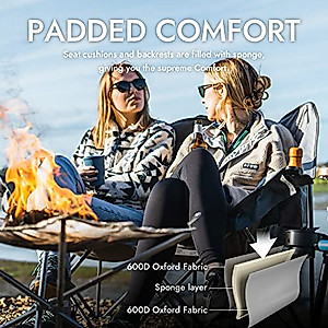 Dowinx Double Caming Chair Portable Folding Outdoor Loveseat with Side Pockets, Lawn Chair Camping Couchfor Beach/Outdoor/Patio, Padded Seats & Armrests Supports up to 440lbs, Blue…