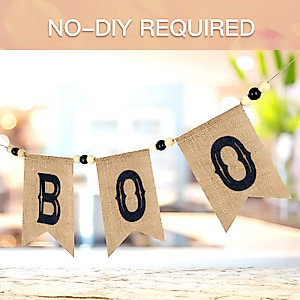 Halloween Banner Burlap Boo Banner Fireplace Banner Wool Felt Ball Garland Happy Halloween Banner Halloween Decor for Party Halloween Birthday Fireplace Carnival Decorations