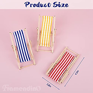 Framendino, 3 Pack Miniature Foldable Beach Chair 1:12 Mini Deck Chair Longue for DIY Fairy Garden Bonsai Ocean Beach Micro Landscape Decoration