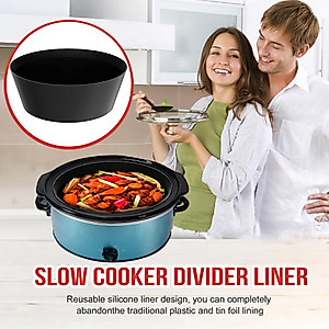 Slow Cook Silicone Liners, 7 Qt Crockpot and Slow Cook Compatible, BPA Free - Easy Cleanup Dishwasher, 7 Quart Fit with Crock Pot Black Liners Leakproof Dishwasher Safe Cooking Liner (Black)