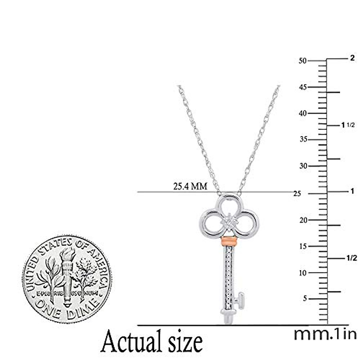 Dazzlingrock Collection 0.06 Carat (Ctw) Round White Diamond Women Fashion Key Pendant, Rose Gold Plated Sterling Silver